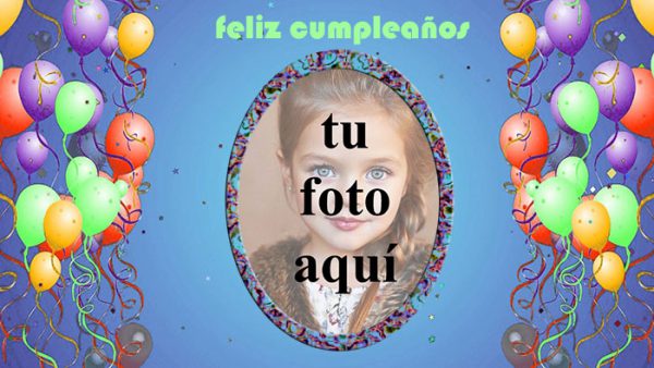 marco de fotos de feliz cumpleaños con bonito globo | Foto Marcos